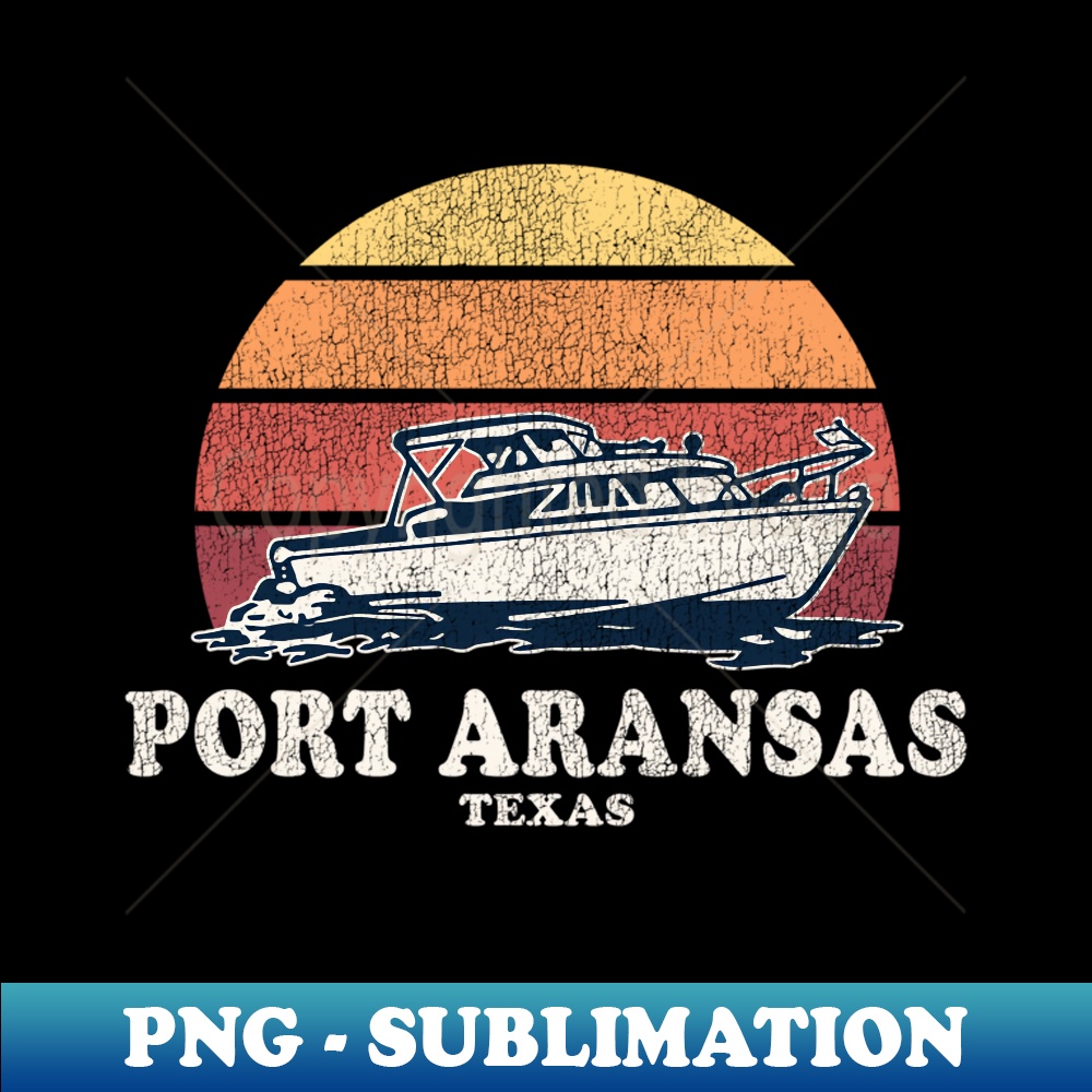 Port Aransas TX Vintage Boating 70s Retro Boat Design - High | Inspire ...