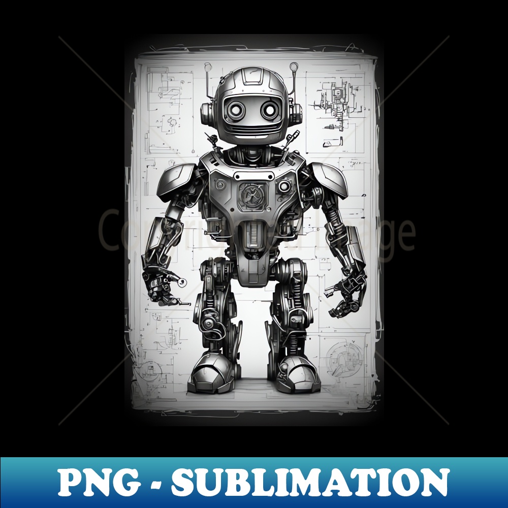 Blueprint Buddy Cute Robot Sketch T-Shirt - Exclusive PNG Su | Inspire ...