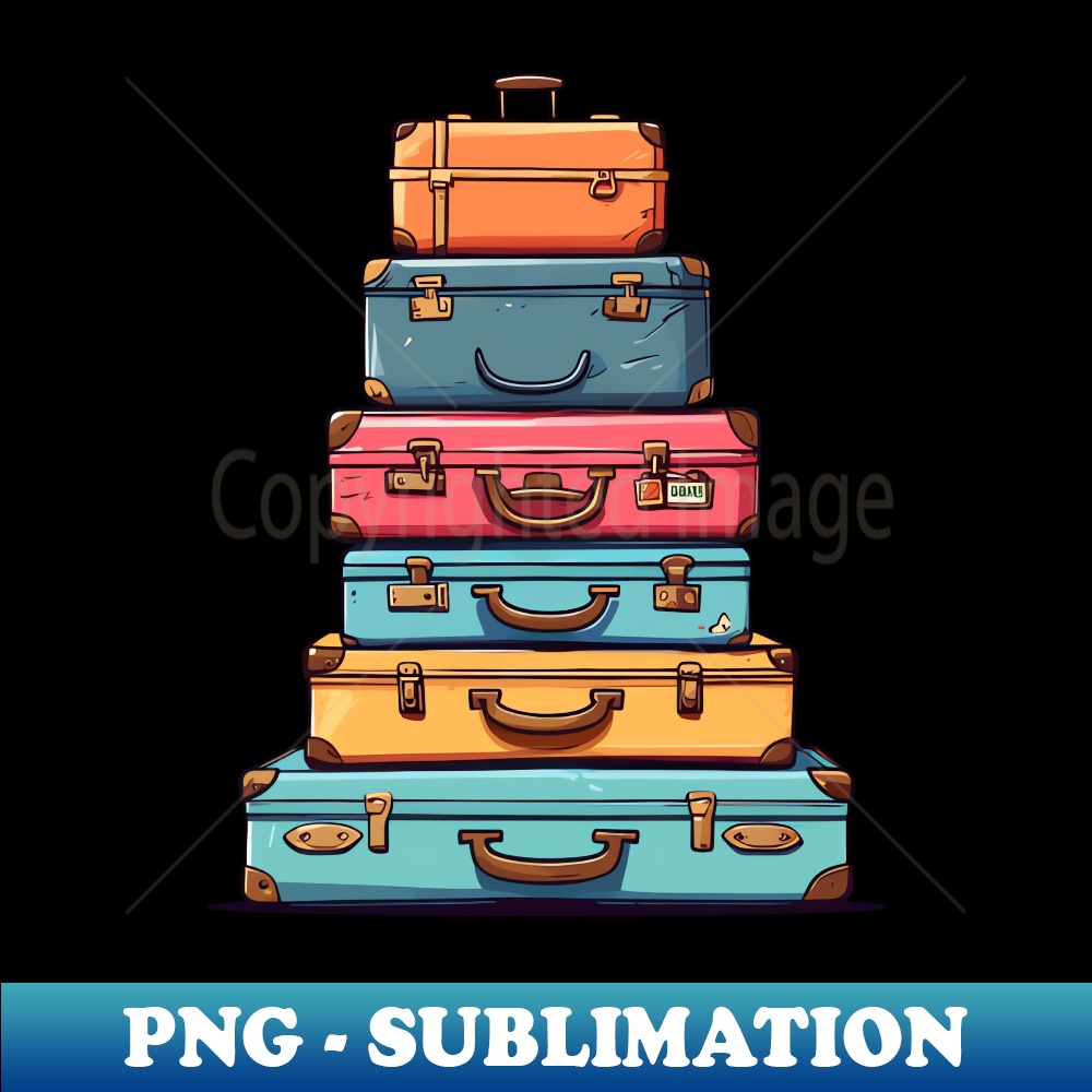 Voyage Colors Vintage Suitcase Stack - Sublimation-Ready PNG | Inspire ...