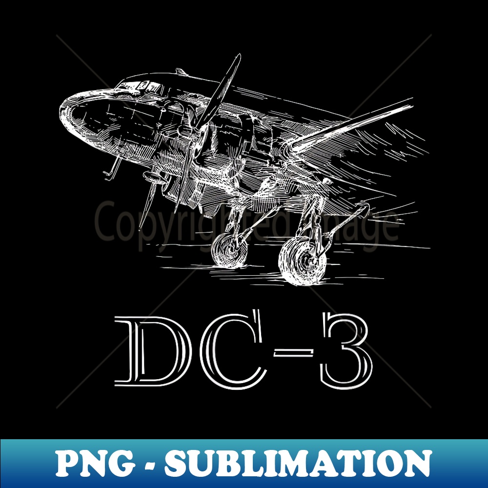 Vintage DC-3 Sketched Airplane Plane - Instant Sublimation D | Inspire ...