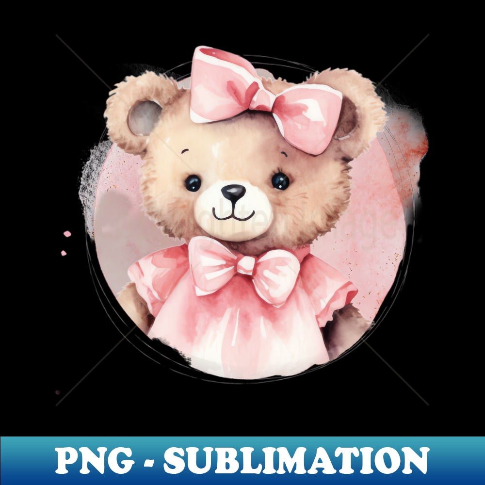 Cute Teddy Bear Baby Girl With A Pink Bowtie - Premium PNG S - Inspire ...