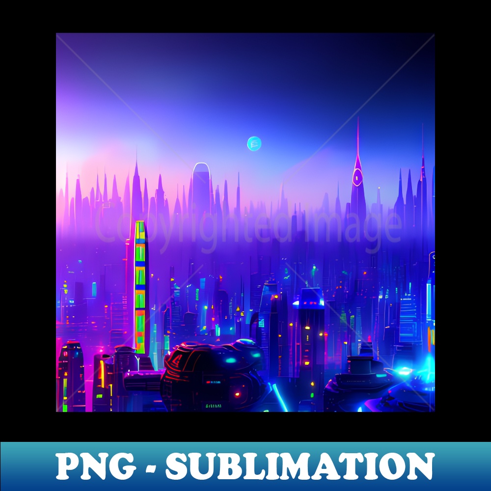 Ai Generated Art Scenery - Futuristic City Skyline With Neon | Inspire ...