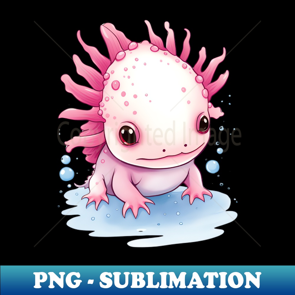Chibi Axolotl - Adorable Aquatic Creature - Retro PNG Sublim | Inspire ...