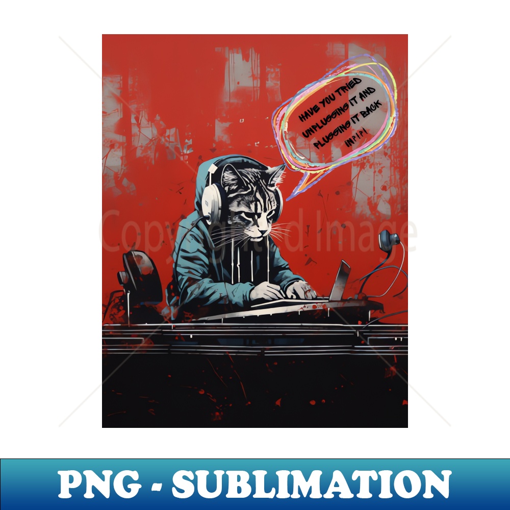 Customer Service Cat Print Work From Home Funny Meme Graffit | Inspire ...