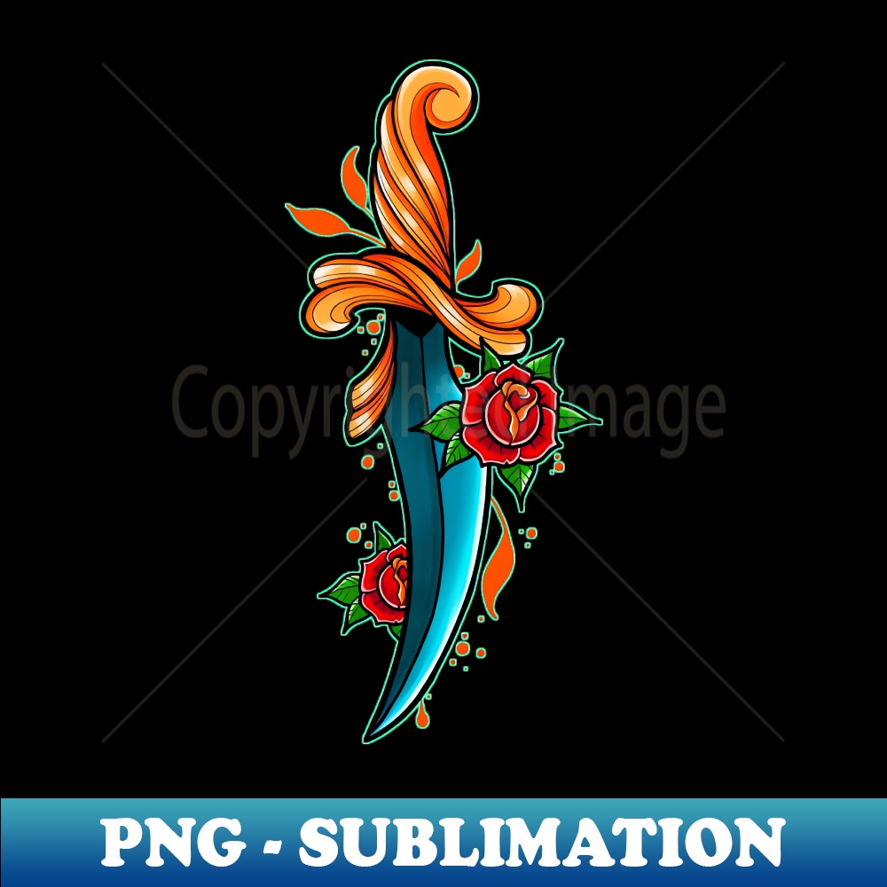 Traditional Tattoo Rose Dagger - PNG Sublimation Digital Do | Inspire ...