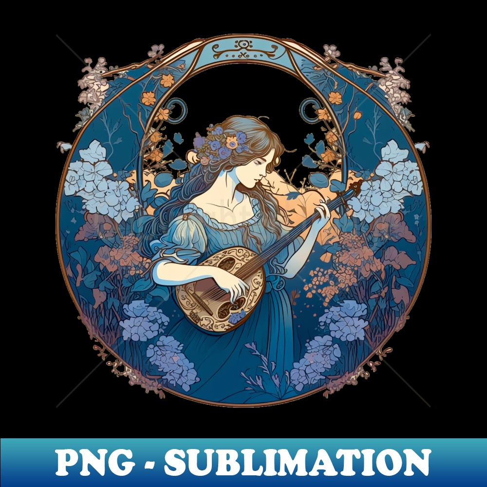 Lute Player in a Garden - High-Resolution PNG Sublimation Fi - Inspire ...