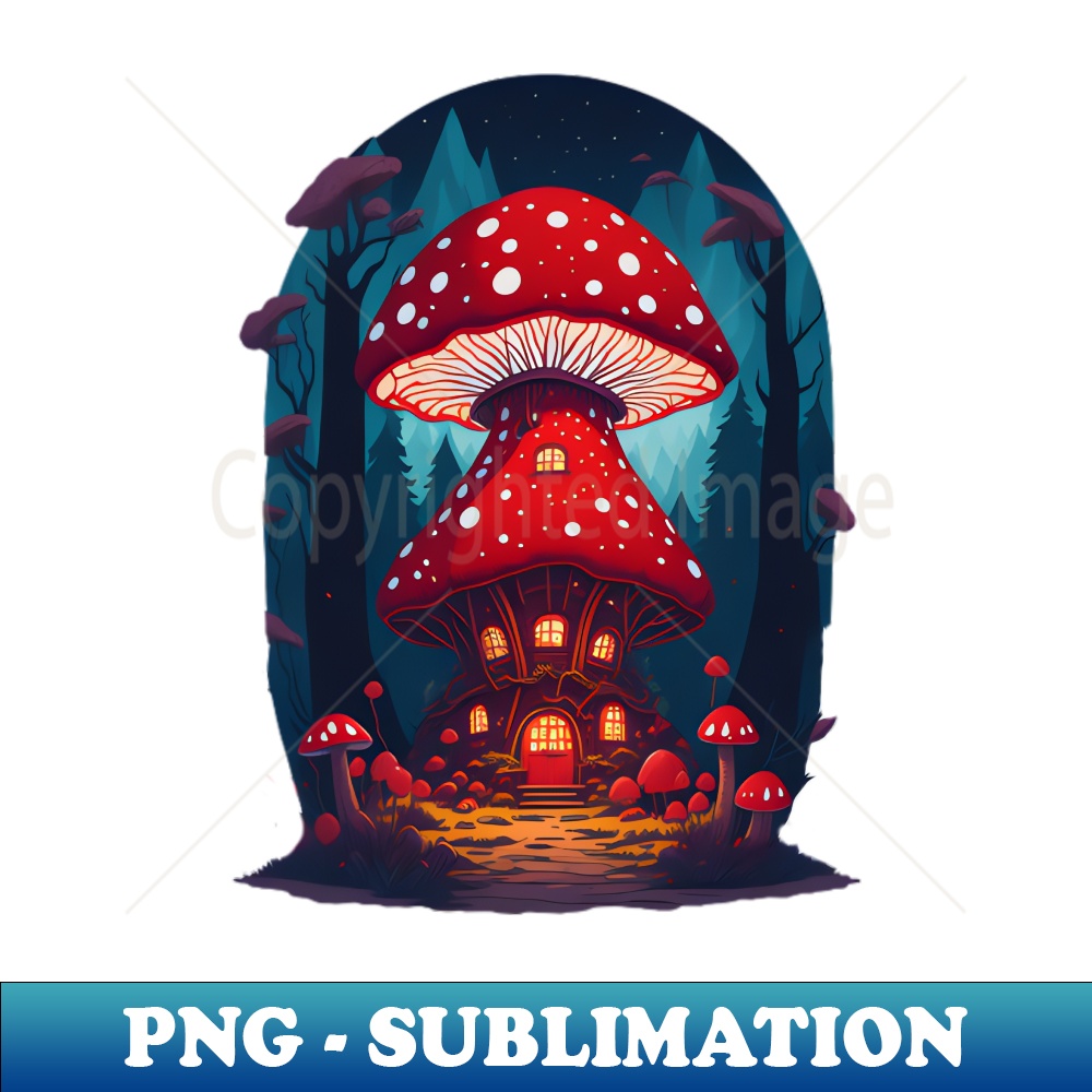 Illustration of big red mushroom house - Sublimation-Ready P | Inspire ...