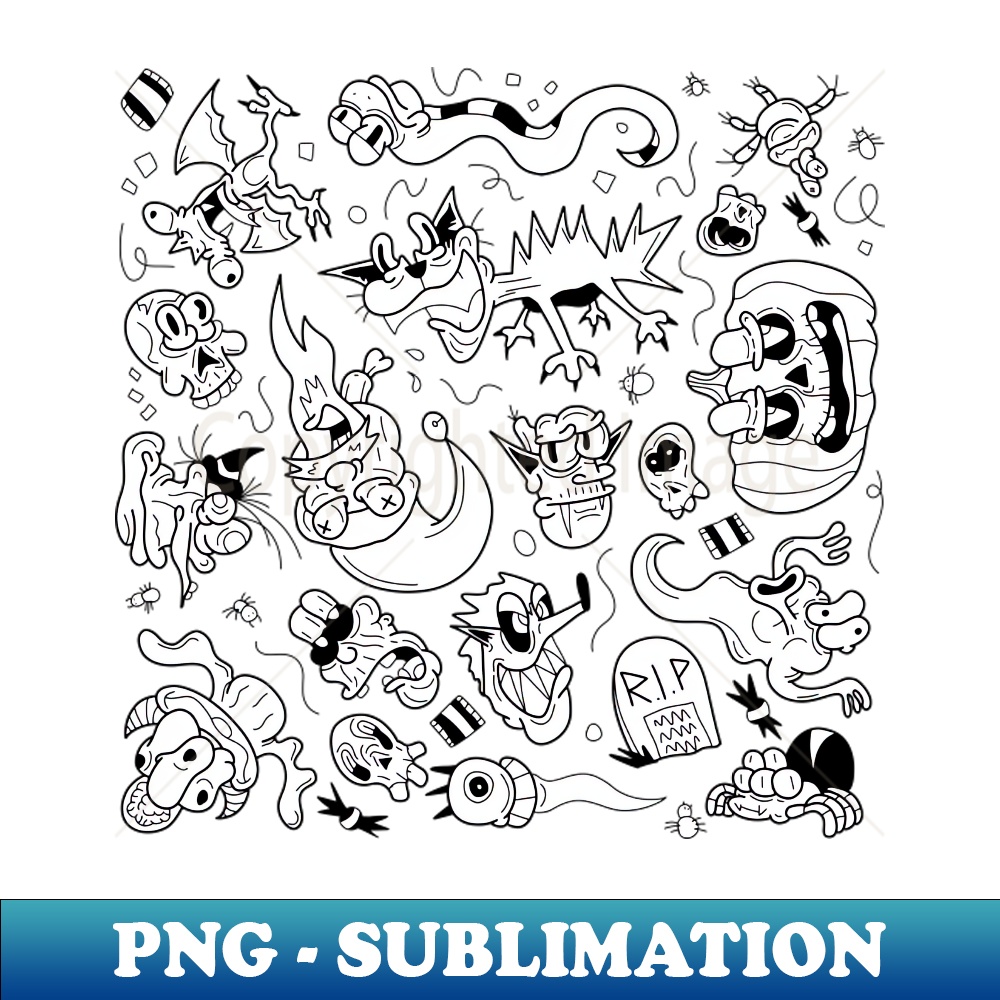 Spooky Splash Black and White - High-Resolution PNG Sublimat | Inspire ...