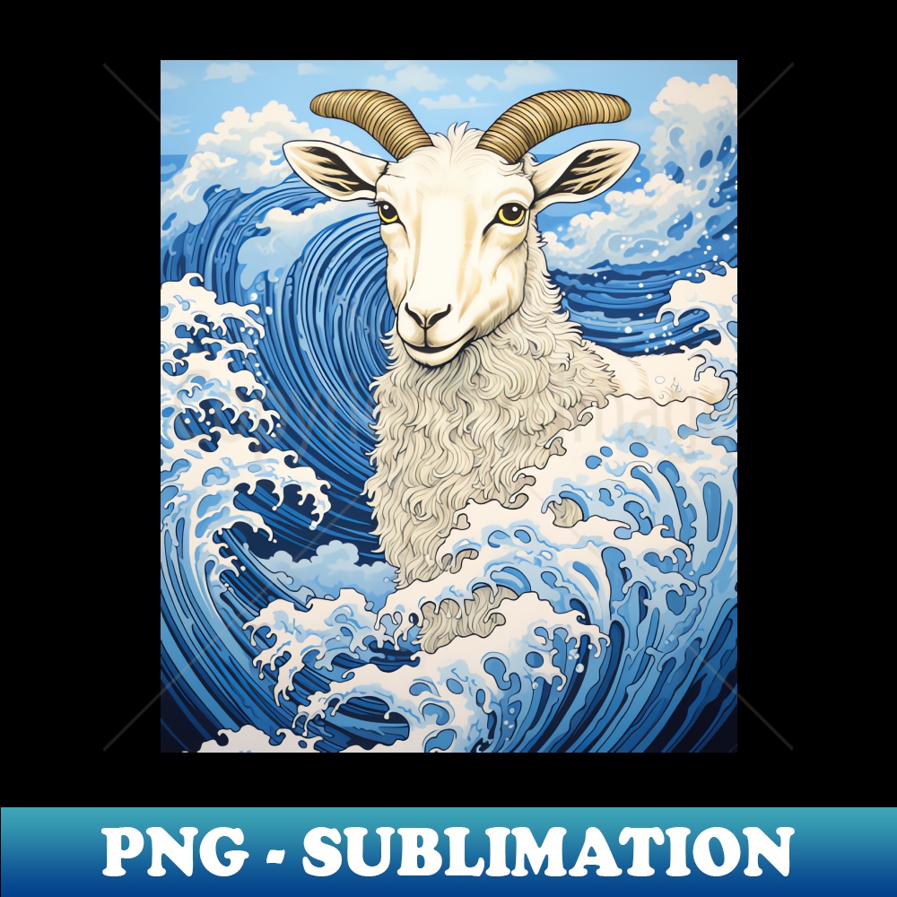 Funny Goat Art The great wave off Kanagawa Japanese - Unique | Inspire ...