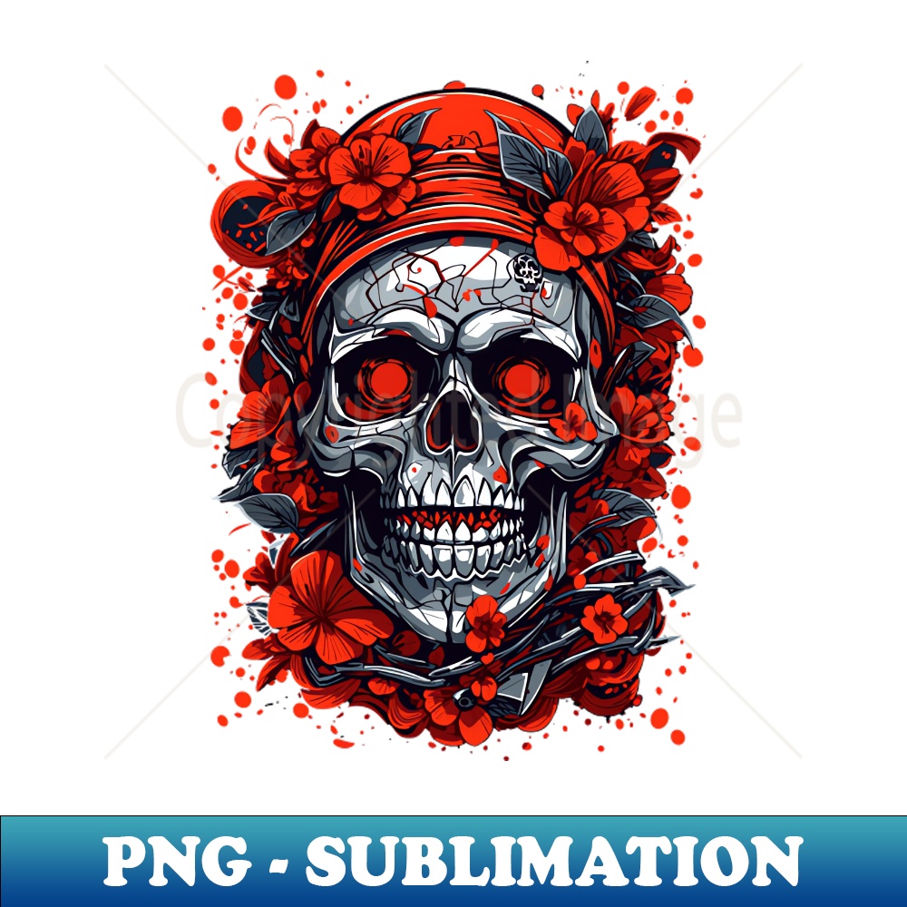 Floral Red Skull - PNG Transparent Digital Download File for | Inspire ...