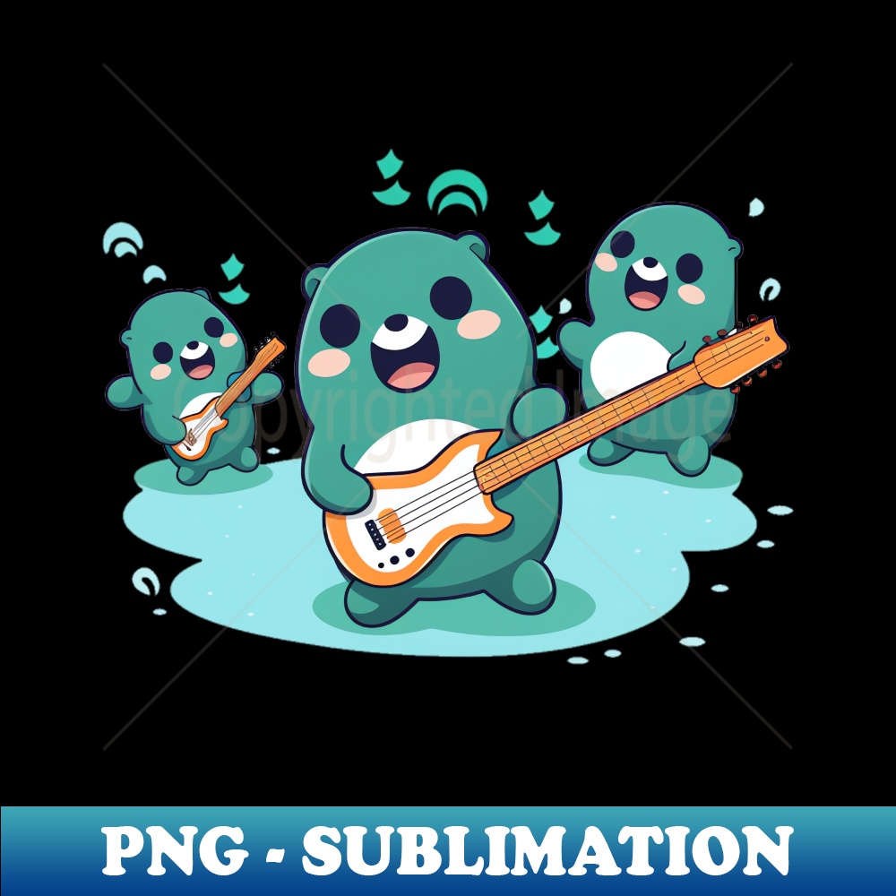 Chibi Sea Lions Playing Electric Guitar - PNG Sublimation Di | Inspire ...
