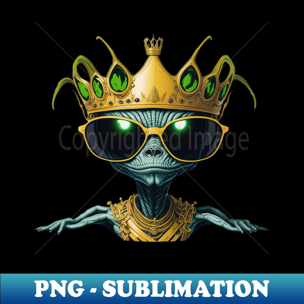Funny Green Alien Extraterrestrial Wearing a Crown and Glass | Inspire ...