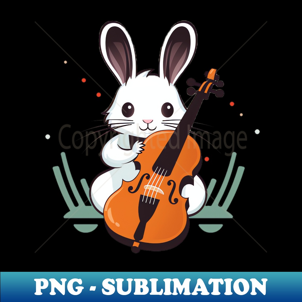 Cute Rabbit Playing Double Bass - Retro PNG Sublimation Digi | Inspire ...