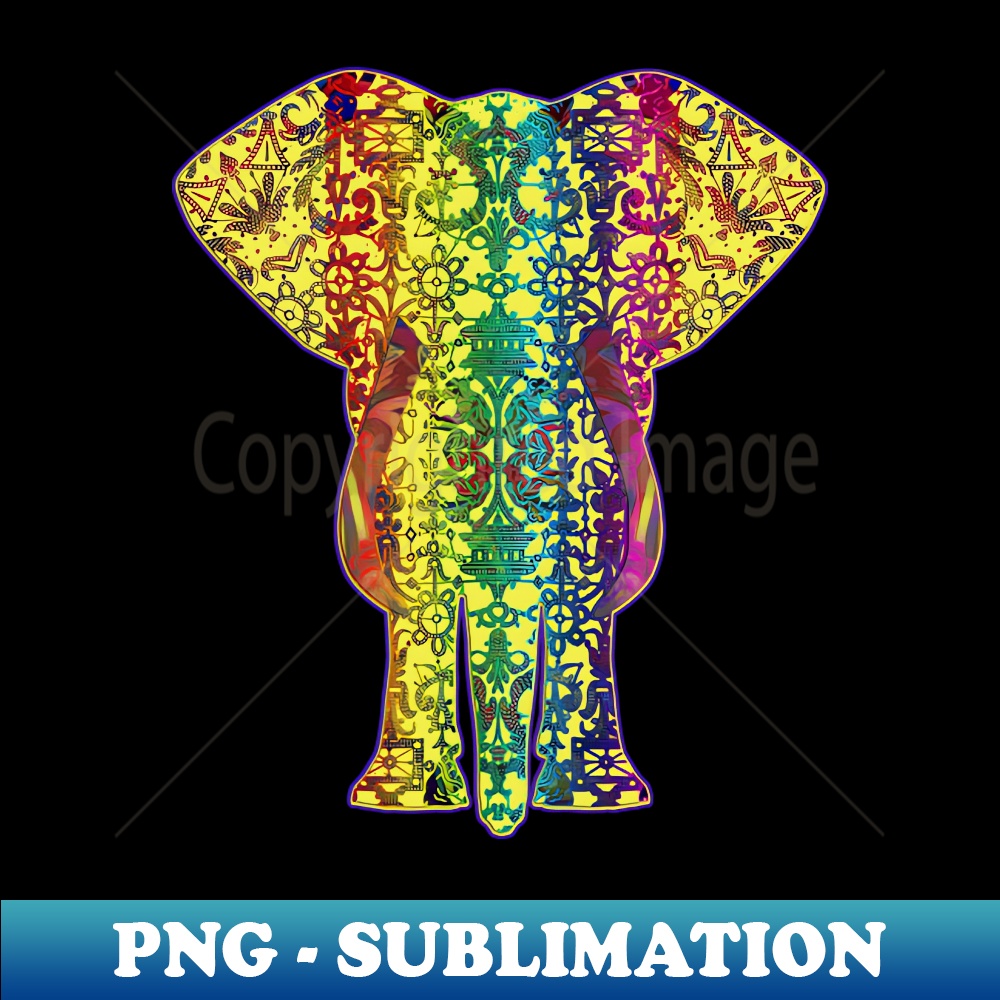 Rainbow Yellow Elephant on Purple - Sublimation-Ready PNG Fi | Inspire ...
