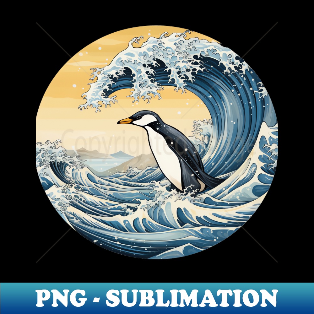 Funny Penguin Art The great wave off Kanagawa Japanese - Ins | Inspire ...