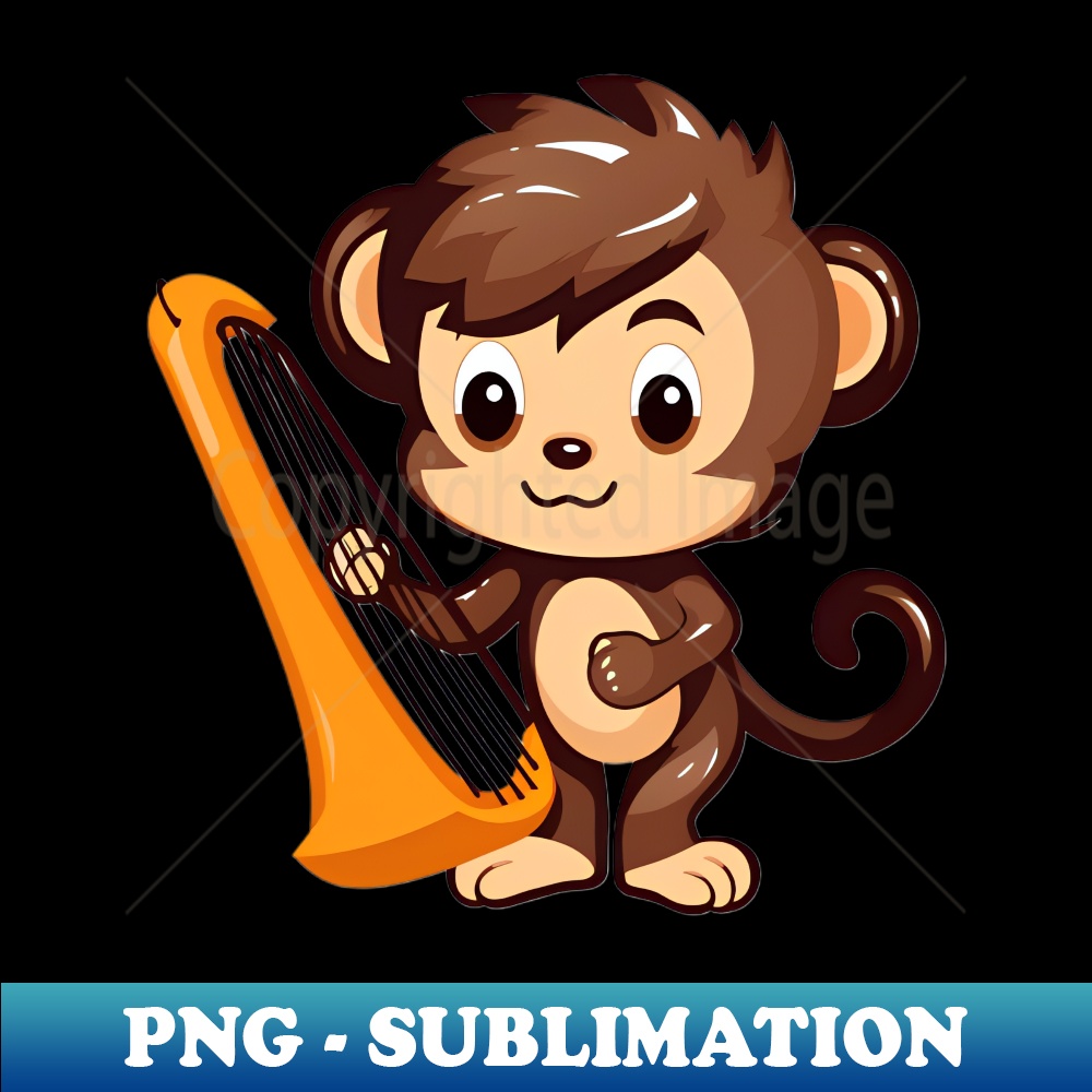 Cute Monkey Playing Harp - Professional Sublimation Digital | Inspire ...