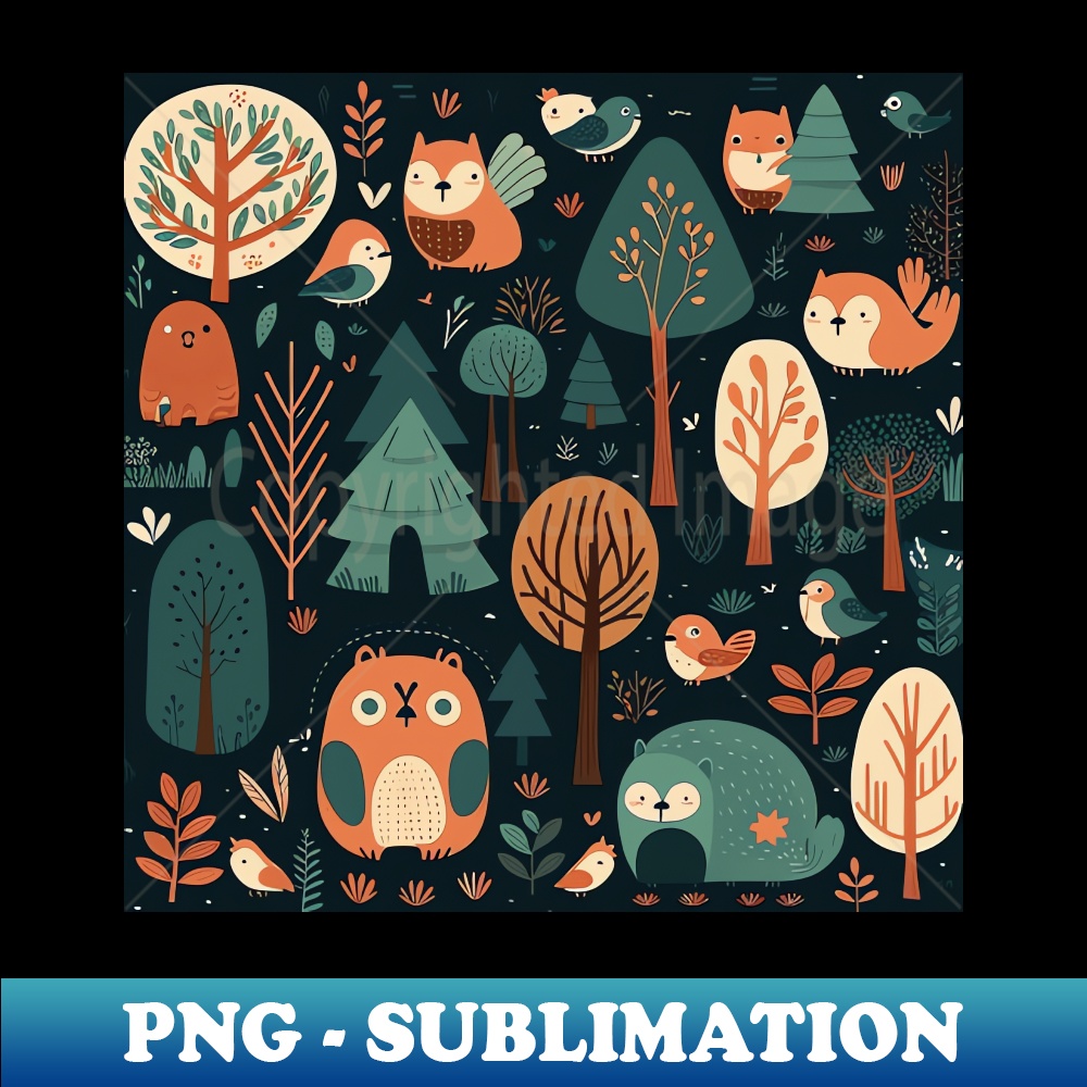 Cute Forest Pattern - High-Resolution PNG Sublimation File - - Inspire ...