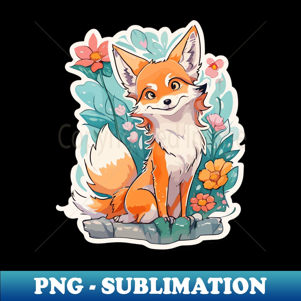 Two-tailed fox waiting in the flowers - Signature Sublimatio | Inspire ...