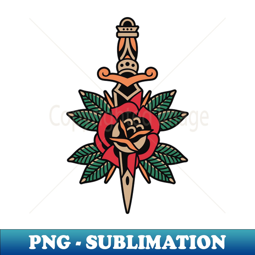 Rose dagger tattoo - Instant PNG Sublimation Download | Inspire Uplift