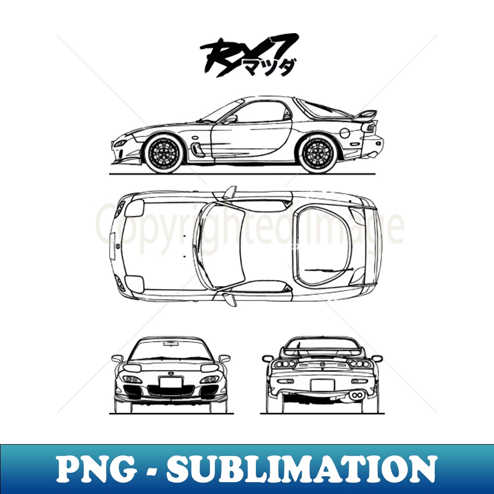 RX-7 Blueprint Mazda RX-7 Line Art - Premium PNG Sublimation | Inspire ...