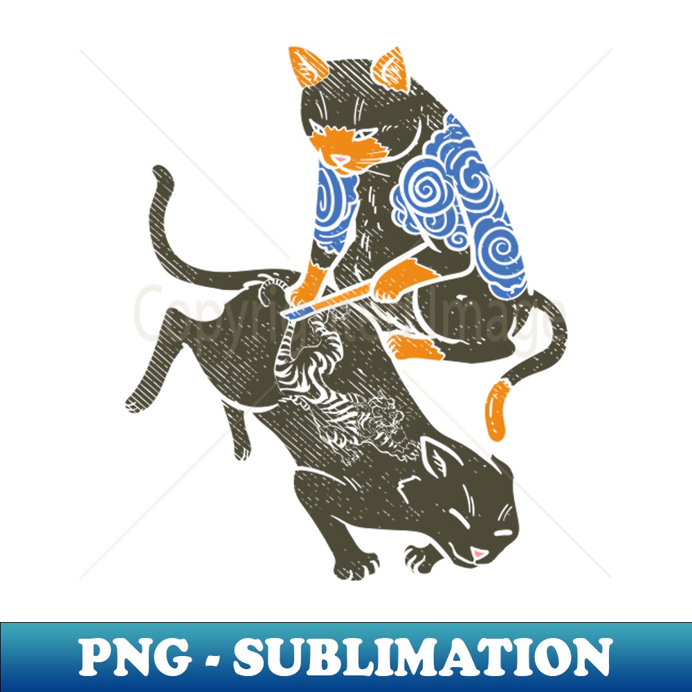 Cat inking Tiger on Cat Irezumi Tattoo Artist Catlover Gift | Inspire ...