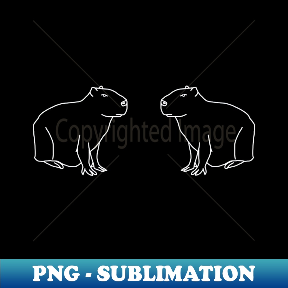 Capybara With Friend Minimal White Line Drawing - Modern Sub | Inspire ...