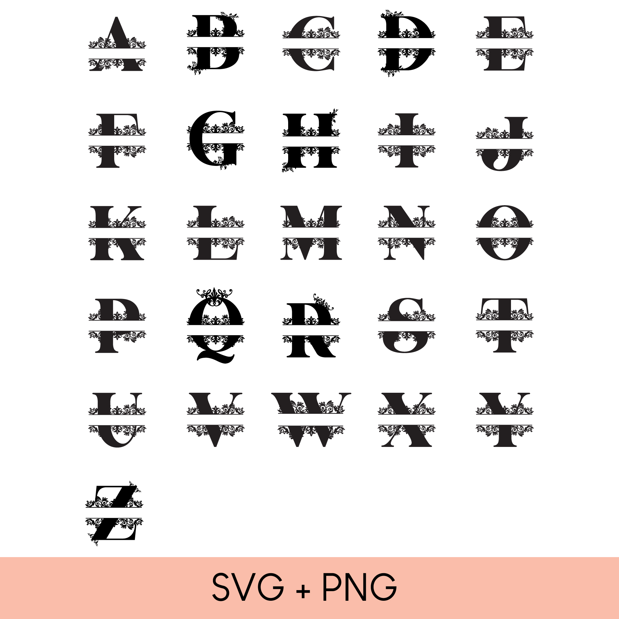 Font Monogram Svg Bundle, Split Monogram Letters Svg, Family | Inspire ...
