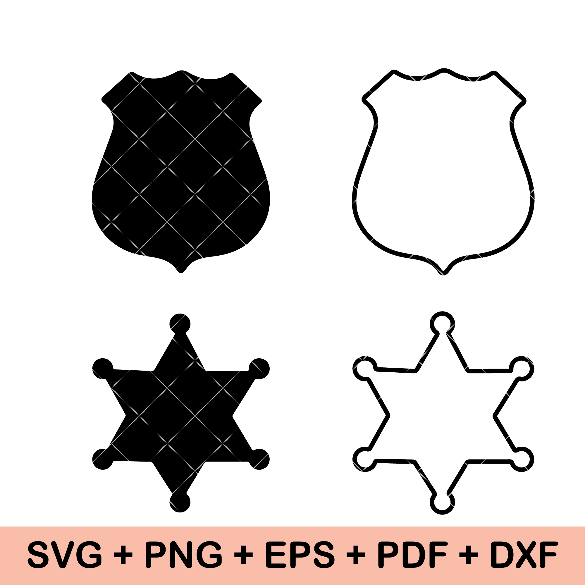 Police Badge Bundle, American Police Badge Outline Svg Png, | Inspire Uplift