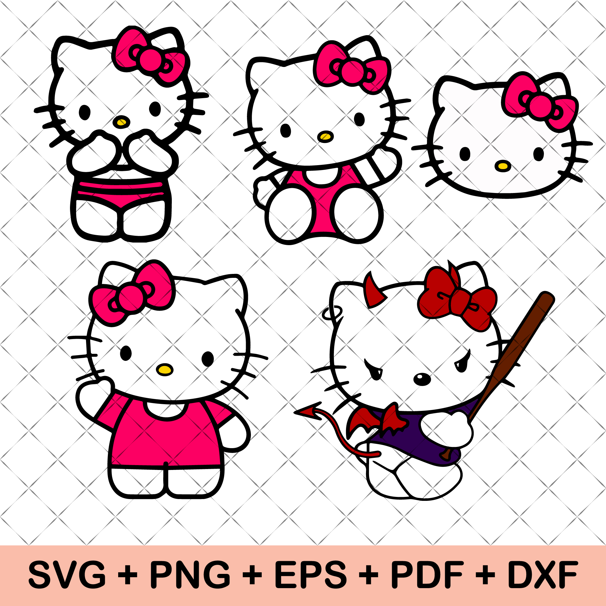 Hello Kitty Svg, Kawaii Kitty Svg Bundle, Cute Cat Svg, Kitt | Inspire ...