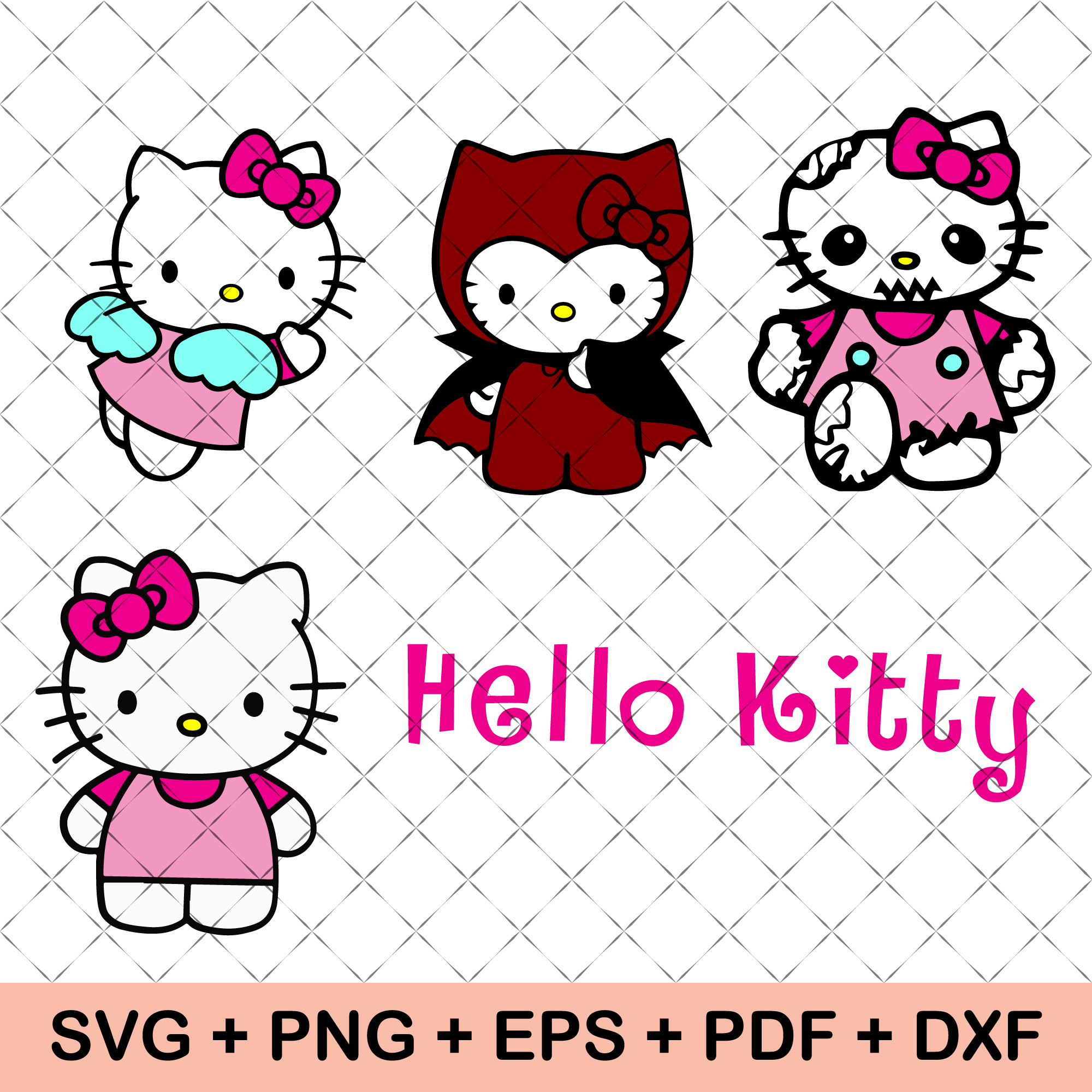 Hello Kitty Svg, Kawaii Kitty Svg Bundle, Cute Cat Svg, Kitt | Inspire ...