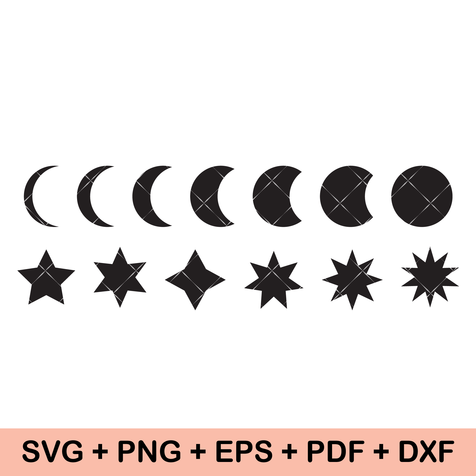 Moon phases Svg, stars Svg, night sky Svg, Crescent Moon Svg | Inspire ...