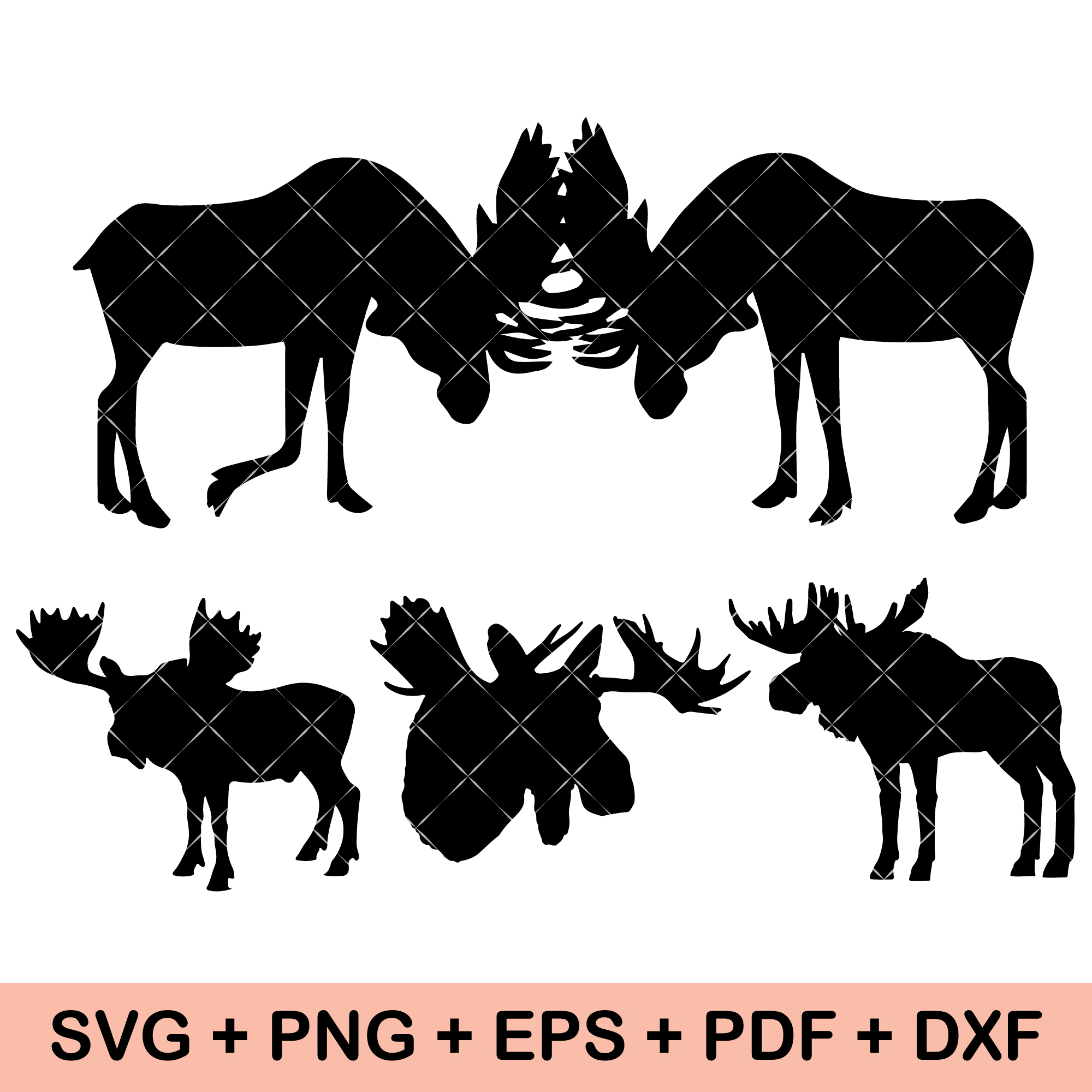 MOOSE SVG Bundle, Moose Clipart, Moose Silhouette, Deer Svg, | Inspire ...