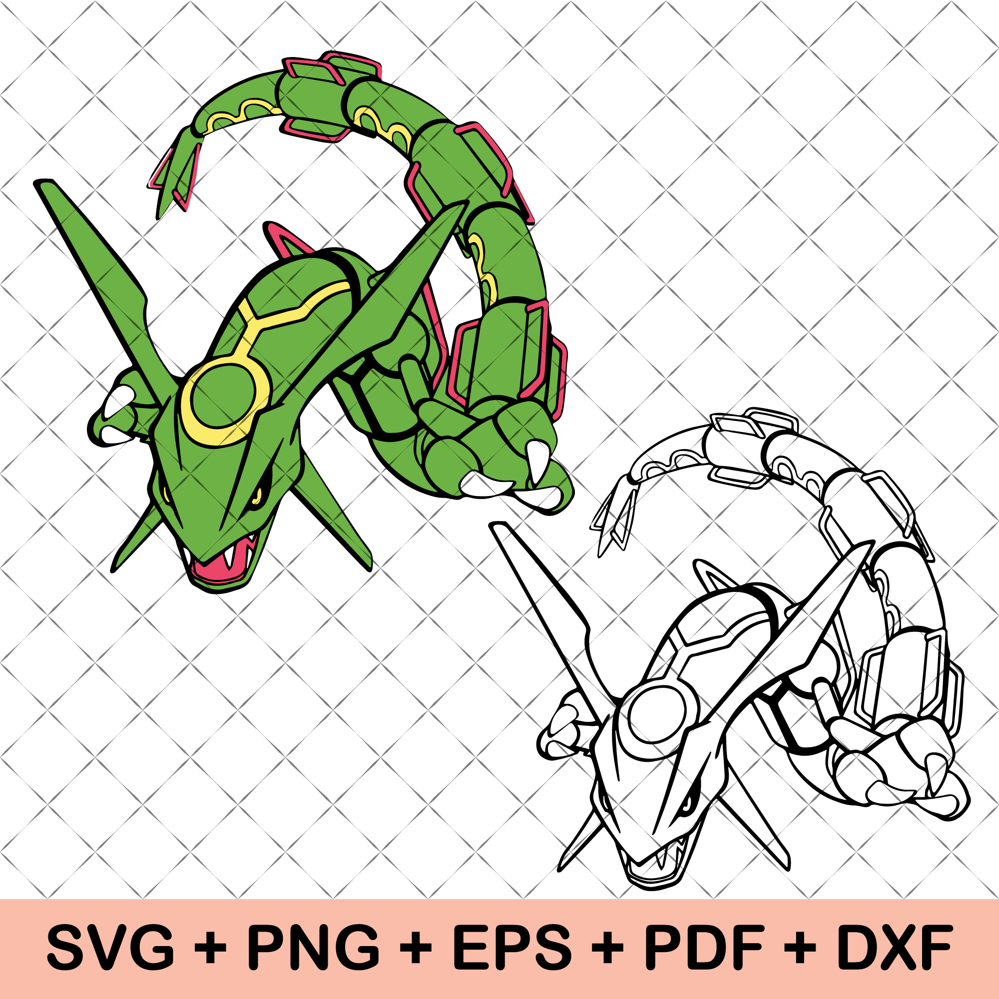 Rayquaza svg, Pokemon svg, anime svg, sports svg, vector, la | Inspire ...
