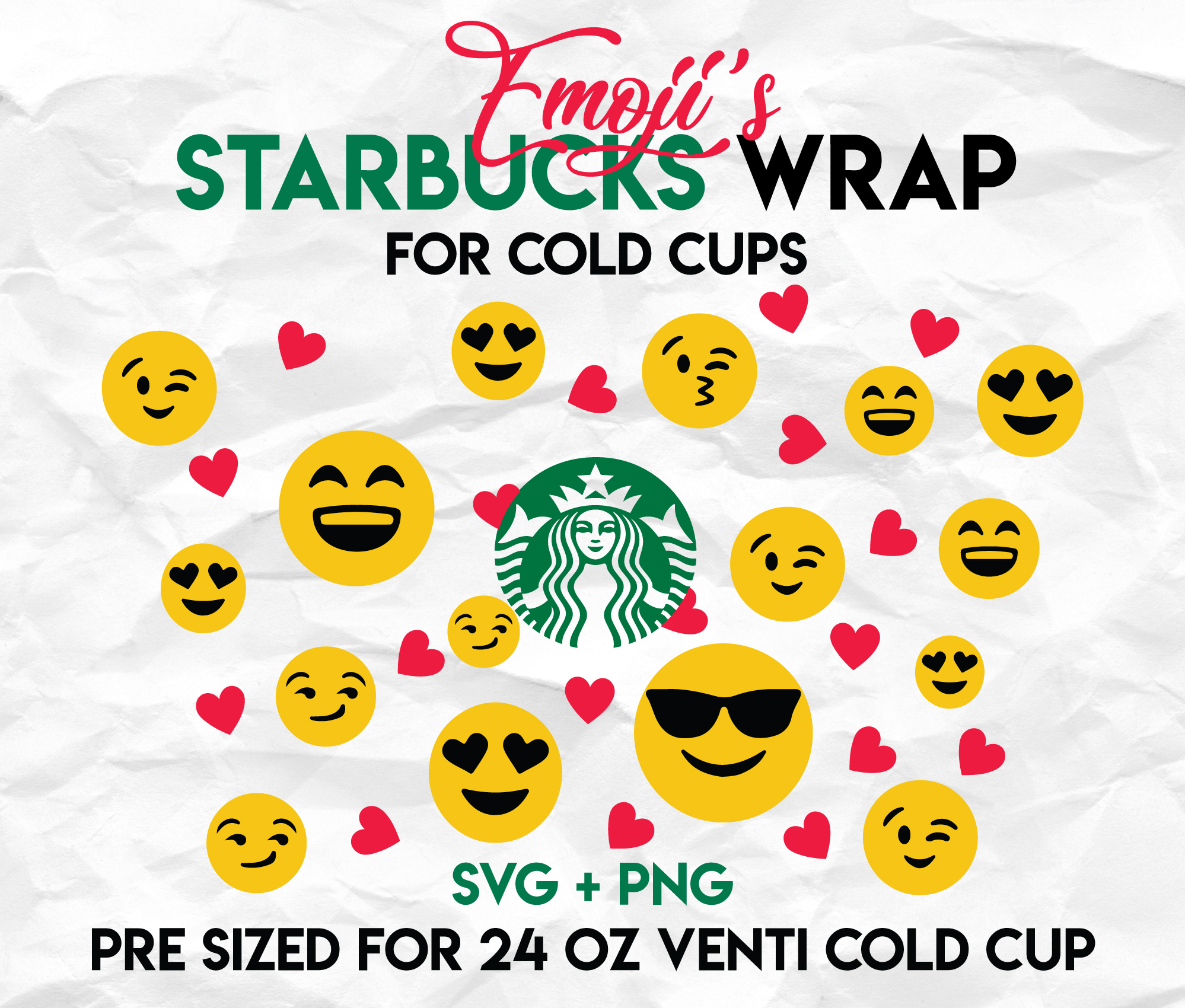Emoji wrap svg, Smile wrap svg, Starbucks wrap Svg, 24oz Col - Inspire ...
