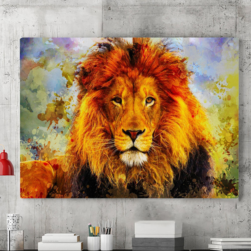 Abstract Lion Canvas Wall Art Painting, Wildlife Poster, Lio | Inspire ...
