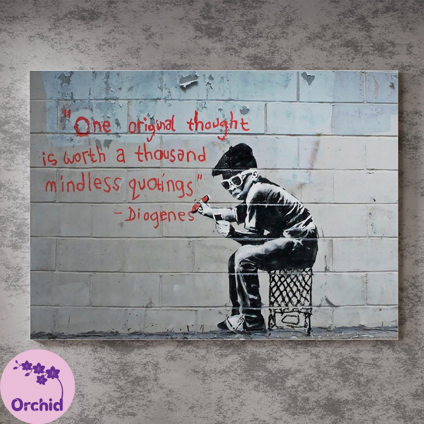 Banksy Poster Original Thought Canvas,Urban Wall Art,Graffit | Inspire ...