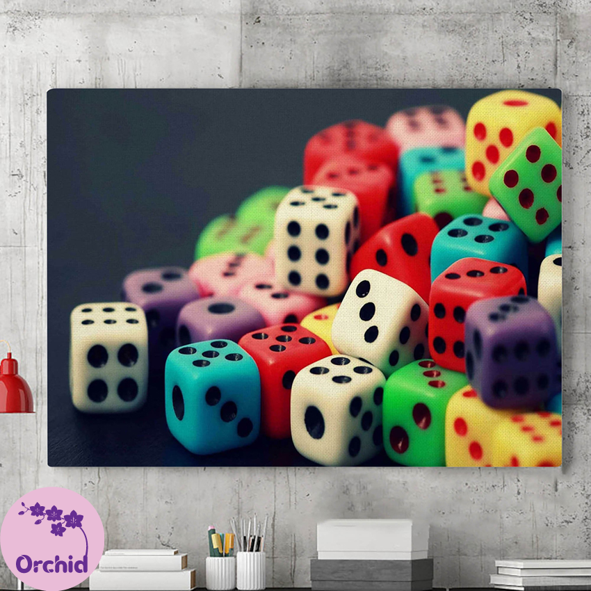 Colorful Dice Canvas Wall Art Painting, Game Room Wall Art, | Inspire ...