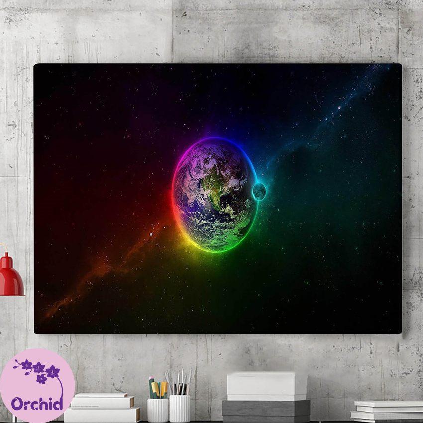 Colorful Space Planet Earth Canvas Wall Art Painting, Space | Inspire ...