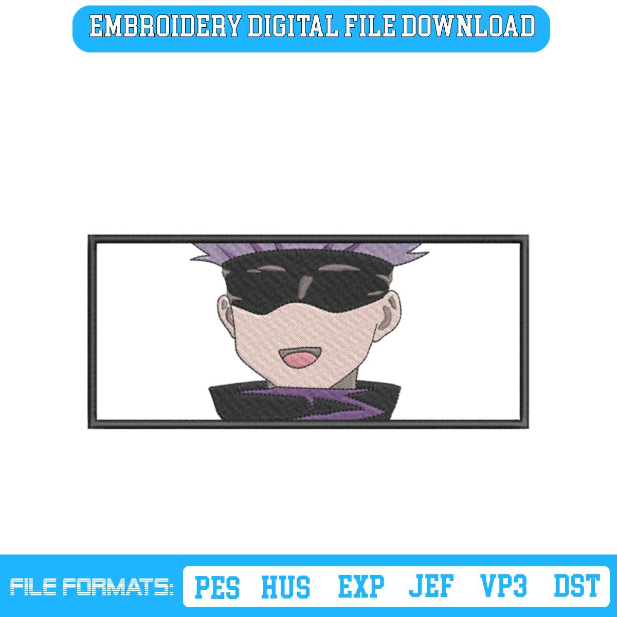 Cute Satoru Gojo Face Embroidery Design Download | Inspire Uplift