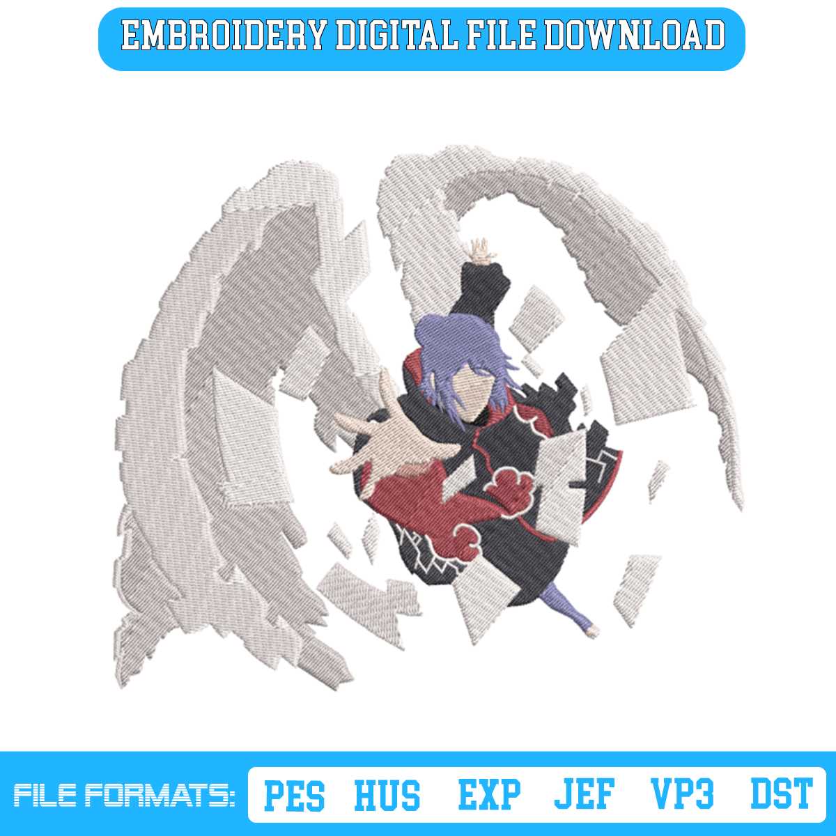 Konan Wings Embroidery Anime Naruto Design File Download | Inspire Uplift