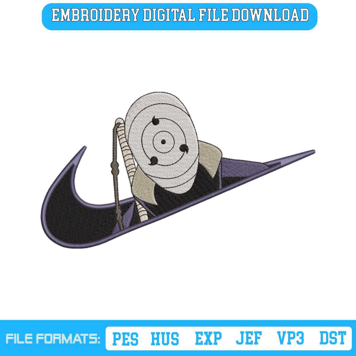 Obito x Nike Logo Embroidery Design Anime Naruto Embroidery | Inspire ...
