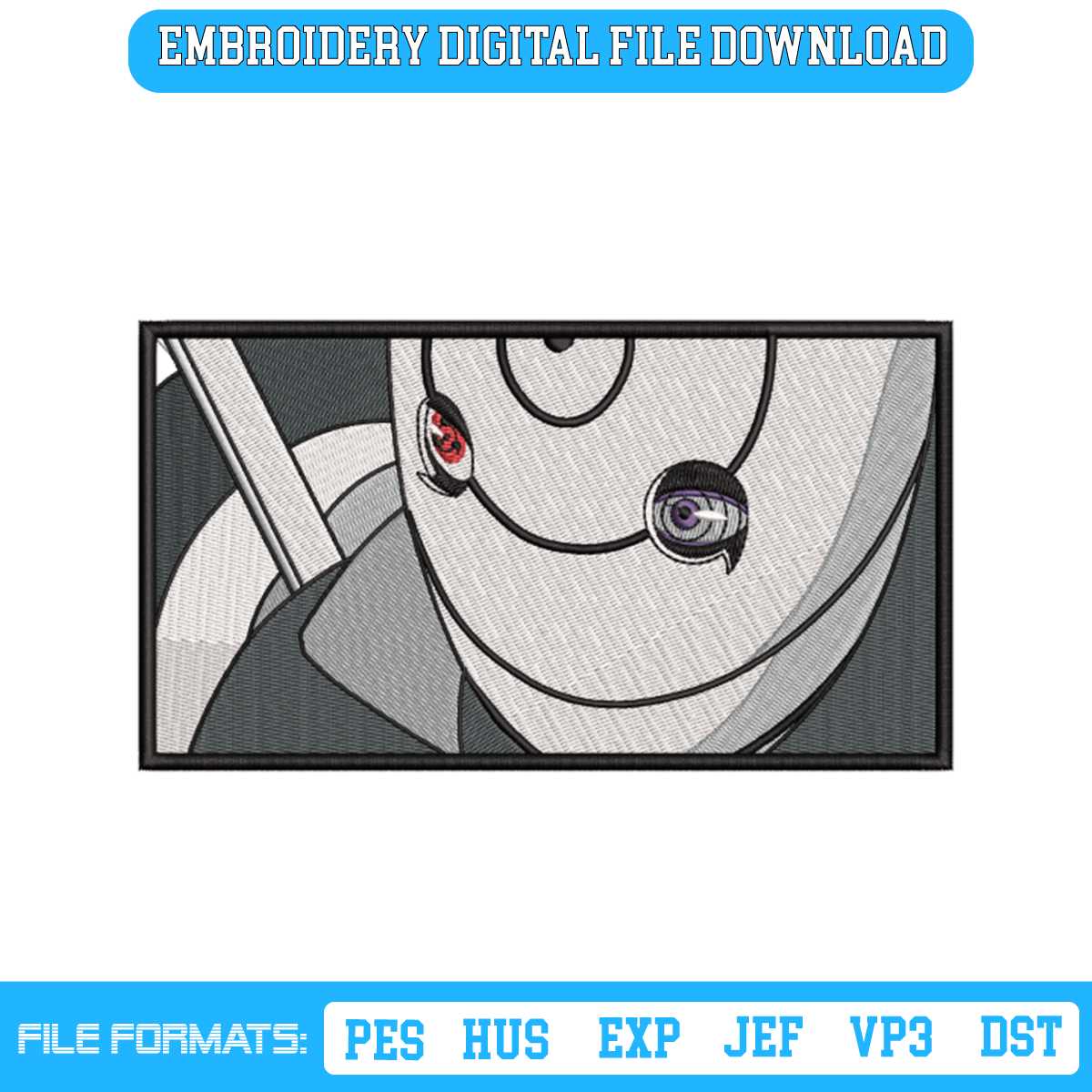 Obito Rinnegan Tails Mask Embroidery Design Download File - Inspire Uplift