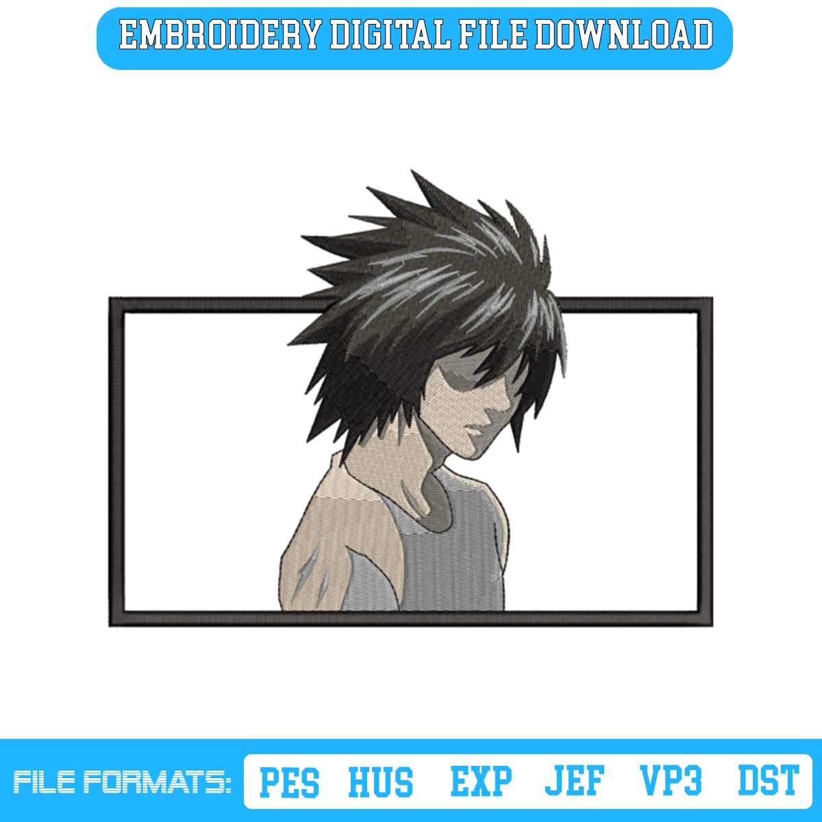 L Lawliet Box Anime Death Note Embroidery Design | Inspire Uplift