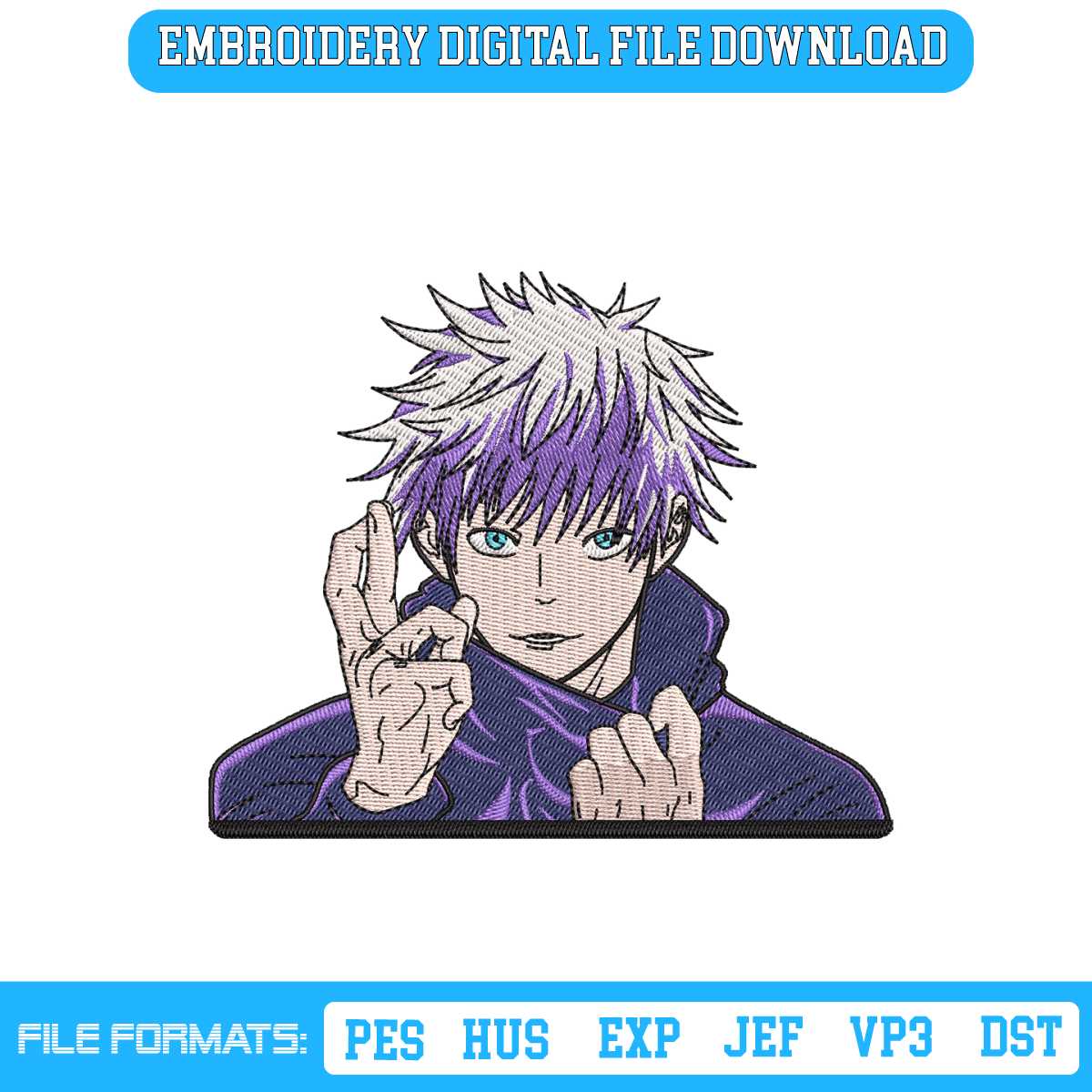 Gojo Powerful Embroidery File Jujutsu Kaisen Embroidery Anim - Inspire ...
