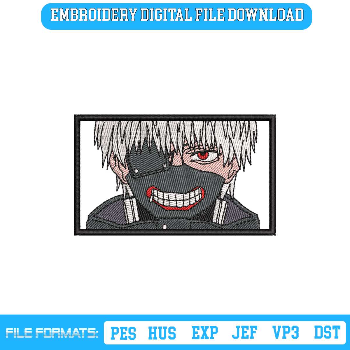 Ken Kaneki Mask Embroidery Design Tokyo Ghoul Anime Embroide | Inspire ...