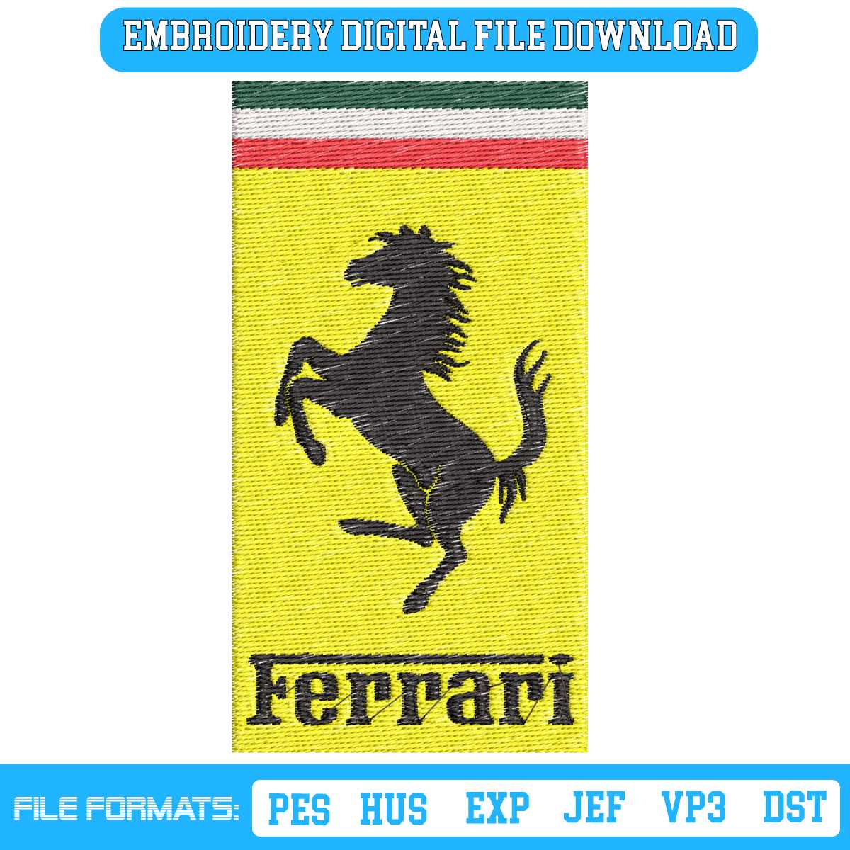 Luxury Ferrari Logo Design Logo Car Embroidery Instant Downl - Inspire ...