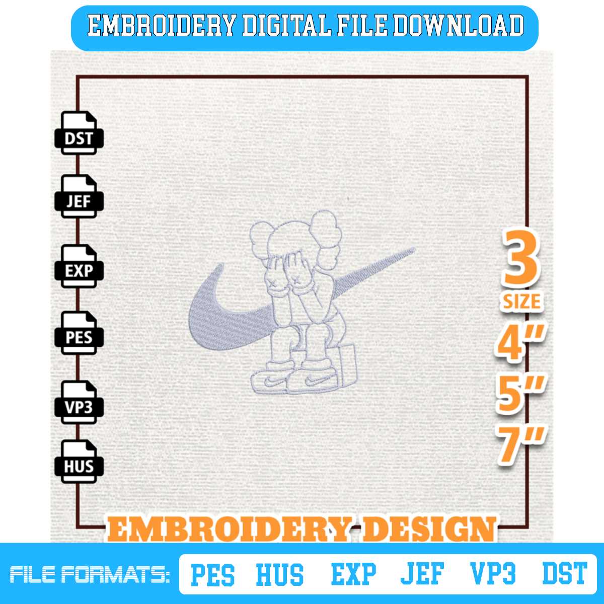 Sad Kaws Embroidery Design, Nike Embroidery Design, Best Col | Inspire ...