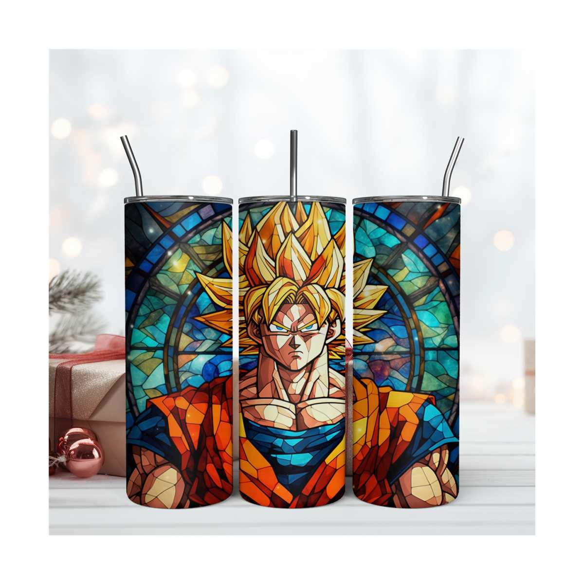 Songoku Dragon Ball Stained Glass Tumbler 20oz Digital Downl | Inspire ...