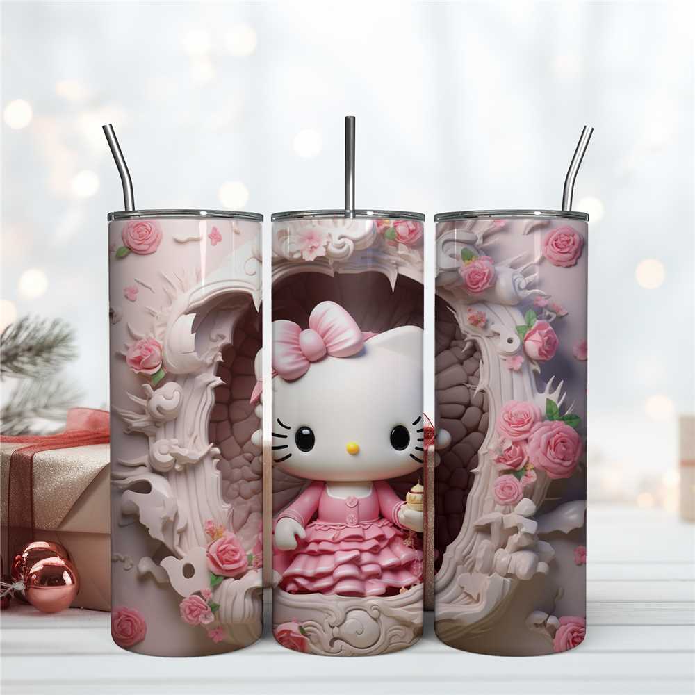 Hello Kitty Princess 3D Tumbler Wrap, Cute Cat Wrap 20oz, Sk | Inspire ...