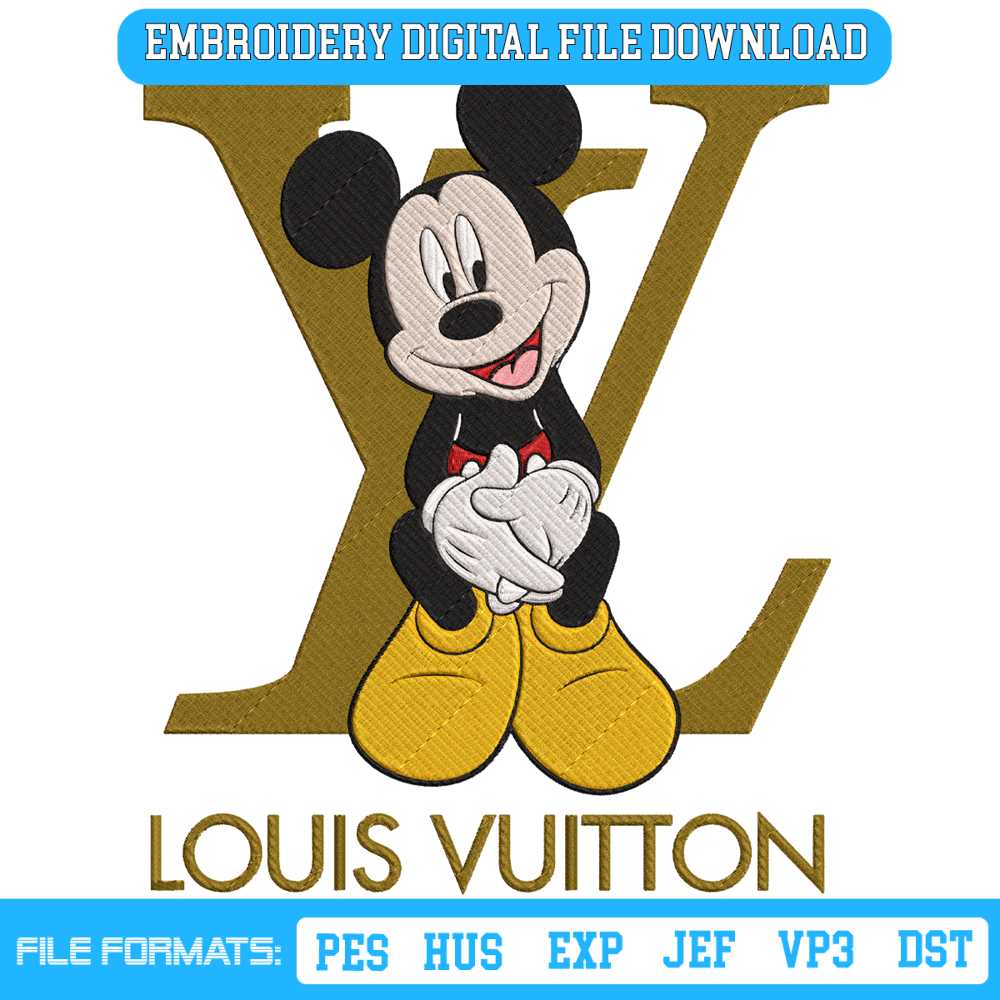 Mickey Mouse Louis Vuitton Logo Embroidery Design - Inspire Uplift